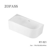 China Oval Free Standing Acrylic Bathtub 1700x760mm Solid Surface Freestanding Soaking Tub for sale