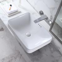China White Rectangular Ceramic Table Top Bathroom Sink 580x410mm Countertop Basin for sale