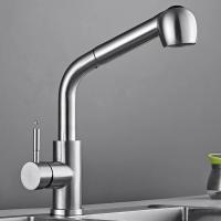China Black Pull Out Kitchen Faucet 304 Stainless Steel Single Handle Deck Mounted Hot Cold Water for sale