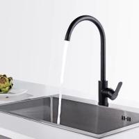 China SUS304 Black Kitchen Sink Faucet Single Handle Deck Mounted Brass Valve Core 3 Year Warranty for sale
