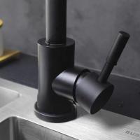China SUS304 Black Kitchen Sink Faucet Single Handle Deck Mounted Brass Valve Core 3 Year Warranty for sale
