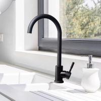 China SUS304 Black Kitchen Sink Faucet Single Handle Deck Mounted Brass Valve Core 3 Year Warranty for sale