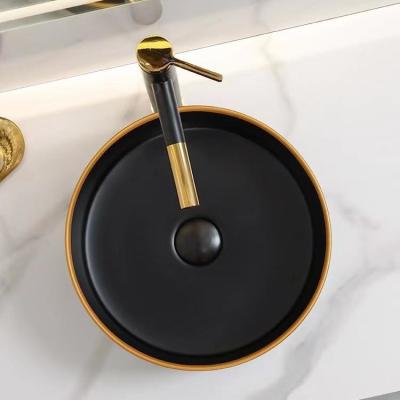 Cina Lavabo ceramico rotondo ceramico del controsoffitto Matte Shiny Black Color in vendita