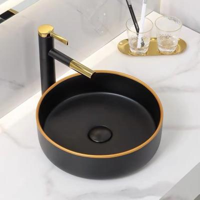 Cina Lavabo ceramico rotondo ceramico del controsoffitto Matte Shiny Black Color in vendita
