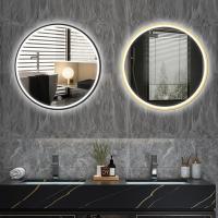 China Round Shape Illuminated LED Bathroom Mirror Defog with One Button 3000K for sale