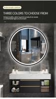 China Round Shape Illuminated LED Bathroom Mirror Defog with One Button 3000K for sale