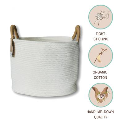 China Organic Cotton Storage Basket, rope basket woven,rope cotton basket cute baskets,Woven Nursery Organizer Bin for Baby Ro for sale