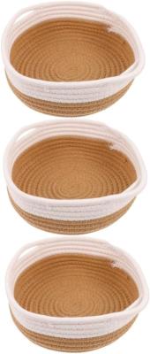 China Hot sale Small Round Cotton Rope Woven Storage Basket 3-Piece Set,Nesting Bins for Organizing Toys on Shelves, Counters for sale