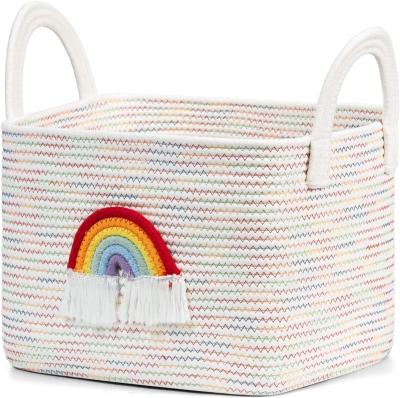 China basket woven kid,Woven Rope Basket, Gift Basket for Kids, Medium Shelf Storage Basket, Colorful Rainbow Basket, Baby Bas for sale
