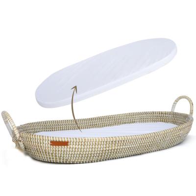 China Premium Seagrass Baby Changing Basket,Changing Basket with waterproof Pad,Baby Changing Basket,Baby Changing Table for sale