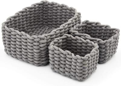 China Set of 3 Small Soft Woven Cotton Rope Nursery Room Baskets Bins Storage Organizer, Perfect for Decorative kids Baby Room for sale
