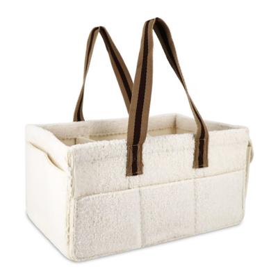 China Teddy Cloth Nappy Caddy - baby diaper caddy organizer nursery storage basket baby diaper caddy organizer teddy fabric for sale