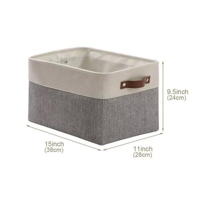 China Large home Storage Basket Fabric Storage Bins, Storage box,storage containers Set of 3 Grey and White for sale
