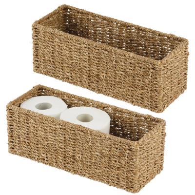 China Handmade Natural Woven Bathroom Storage Organizer Basket,seagrass storage baskets 2 pack for sale
