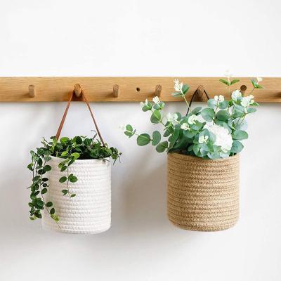 China Rope Hanging Basket - Small Round Hanging Basket Storage for Key, Sunglasses, Wallet on Door - Modern Woven Basket Wall for sale