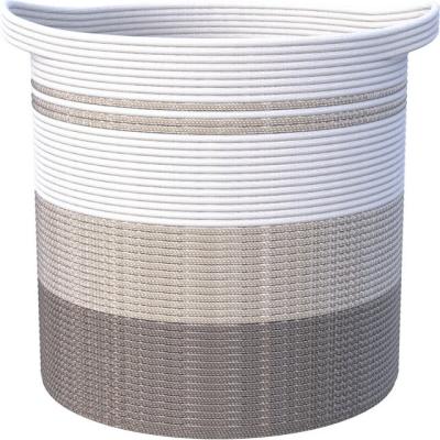China Large Tall Woven Cotton Rope Laundry Basket Hamper, Blanket Basket,Toy Storage Basket,Decorative Basket with Handle for sale