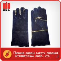 China Cow Split Leather Welding Gloves 14 Inch Length CE Certified Full Knit Lined for sale