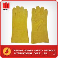 China Cow Split Leather Welding Gloves 14 Inch Length CE Certified Full Knit Lined for sale