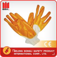 China SLG-N3F Nitrile Coated Work Gloves 10.5 Inch Half Coat Interlock Lining for sale