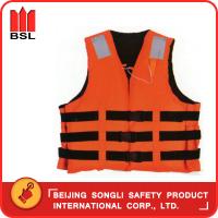 China SLM-S-006 Life Jacket with 100N Buoyancy - Red Safety Jacket with Reflective Tapes and Three-Belt System for sale