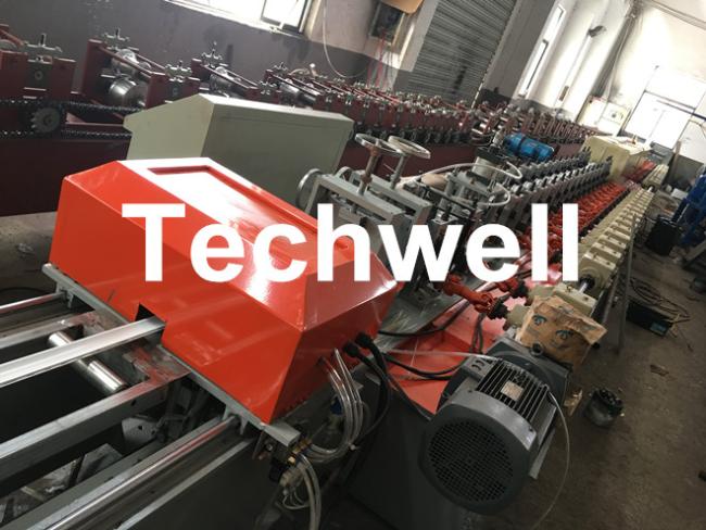 Aluminum, Carbon Steel Pu Foam Rolling Shutter Door Making Machine With Servo Tracking Flying-Saw Cutting