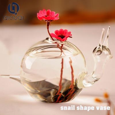 China High Quality Beautiful Snail Shape Clear Glass Vase for sale
