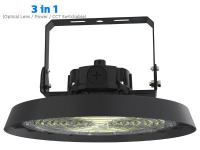 China IP65 IK08 190lm/W ENEC UFO LED High Bay Light 100W 150W 200W 3 in 1 60° | 90° | 120° DIP Switchable Optics Sensor Dimming Warehouse Industrial Lighting for sale