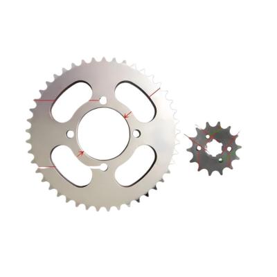 China YBR125 Motorcycle Transmission Chain 428H Three Piece Set Motorcycle Chain Kit for sale