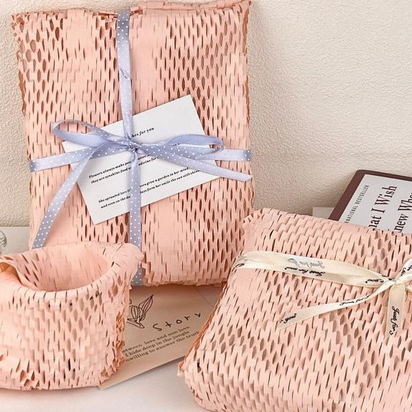 Quality 10m Pink Bubble Cushioning Wrap Roll Protective Brown Kraft Paper Roll for sale