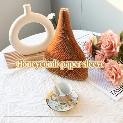 China Brown Kraft Honeycomb Laminated Paper Sleeves 22CM Lightweight Wrap For Delicate for sale