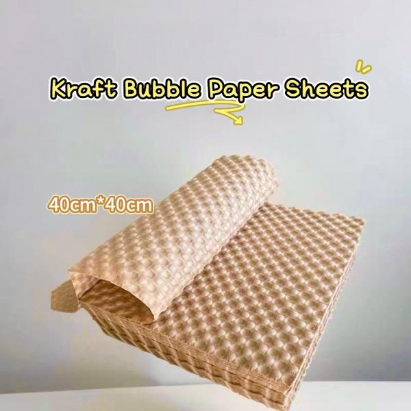 Quality 40x40cm  Double Bubble Sheet Reusable Kraft Backed Bubble Wrap For Fragile for sale