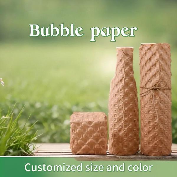Quality 30cm x 20m Brown Kraft Bubble Paper Roll 80GSM 1000pic Protective Wrap for sale