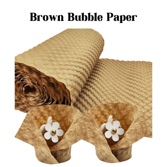 Eco Friendly Brown Kraft Bubble Roll packaging and close-up view