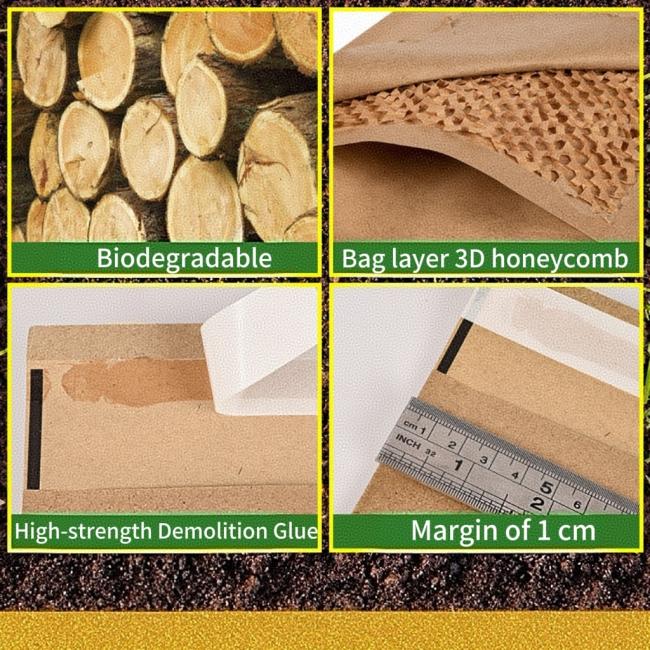 Close-up view of honeycomb paper mailer material