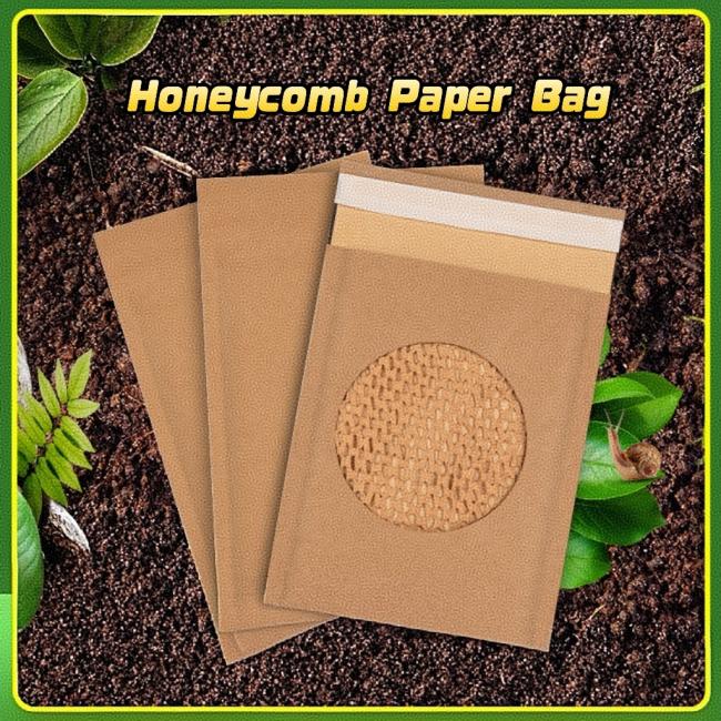 Honeycomb paper mailer showing packaging structure