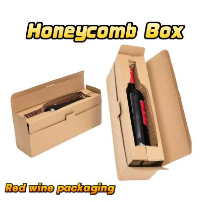 China Single Honeycomb Box Wine Bottle Crush Resistant  Corrugated Packaging Box For 750ml for sale