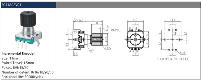 11mm Rotary Encoder Shaft Lagging with Push Button