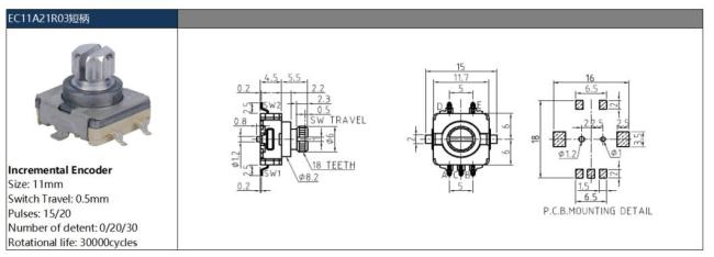 Short Handle Encode 11cm Short Shaft Metal Encoder with Push Switch
