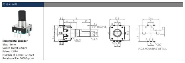 Ec12 Plastic Handle Rotary Incremental Encoder 12mm Rotary Encoder