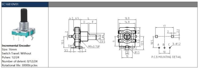 Ec16 Insulated Shaft Rotary Encoder 16mm Rotary Encoder Push Switch