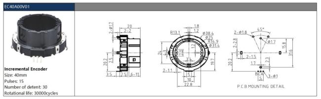 Ec40 Hollow Shaft Type Device Encoder Hollow Incremental Encoder