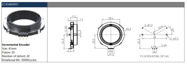 43mm Incremental Rotary Hollow Encoder Ring Encoder Customized Hollow Shaft Encoder