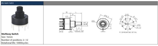 16mm Multi-Way Switch with Insulated Shaft