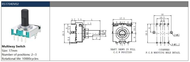 17mm Gear Control Rotary Switch for Home Appliances