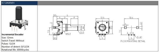 Analog Rotary Encoder with Shaft Output for Angle Detection