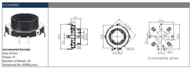 Rotary Encoder Knob with Optical Sensing and Analog Output