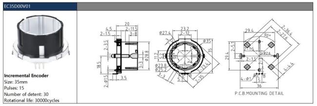 China Custom Shaft Encoder with Dual Button Rotary Input