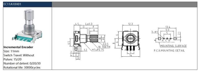 15/20mm Ec11 Rotary Encoder with Switch and Digital Potentiometer Half Shaft by Meihua Ice