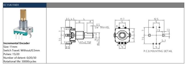 360 Degree Ec11 Rotary Encoder for Car DVD Volume Control Switch