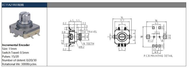 11mm Shaft 5-Pin Incremental Rotary Encoder SMT Type &ndash; Bulk Supply